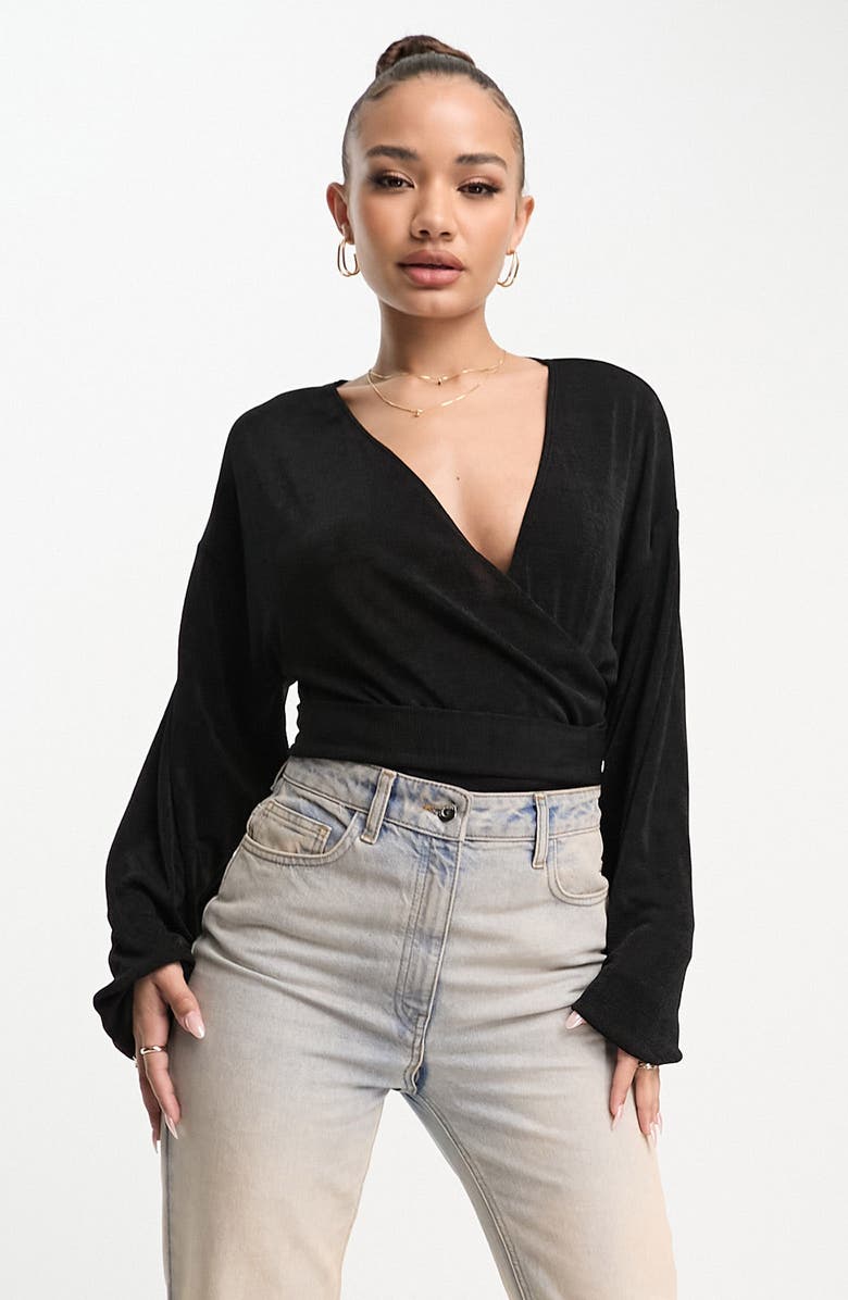 ASOS DESIGN Slinky Wrap Front Bodysuit | Nordstrom