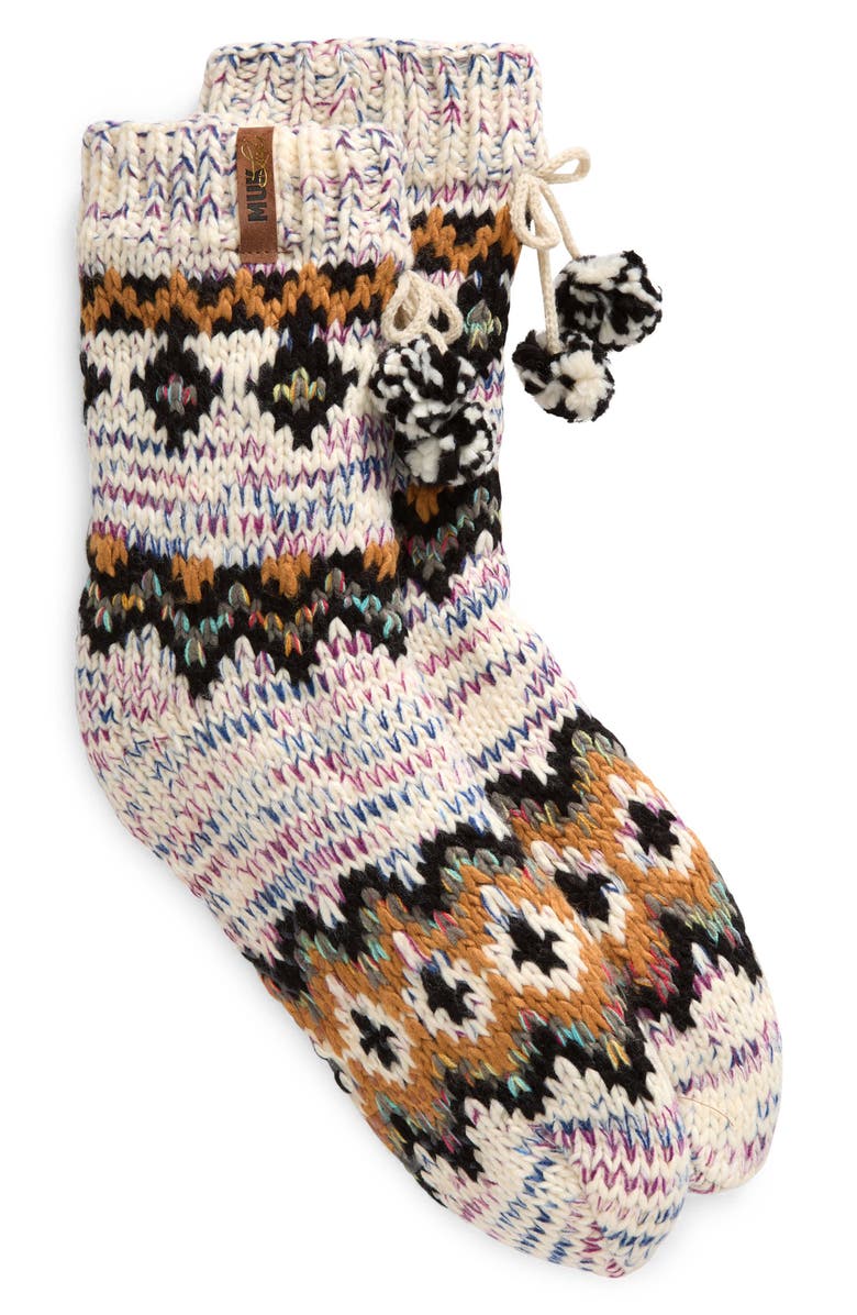 MUK LUKS Cottage Faux Fur Lined Crew Socks | Nordstromrack