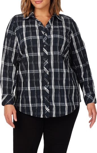 Foxcroft Faith Plaid Cotton Blend Tunic Shirt | Nordstrom