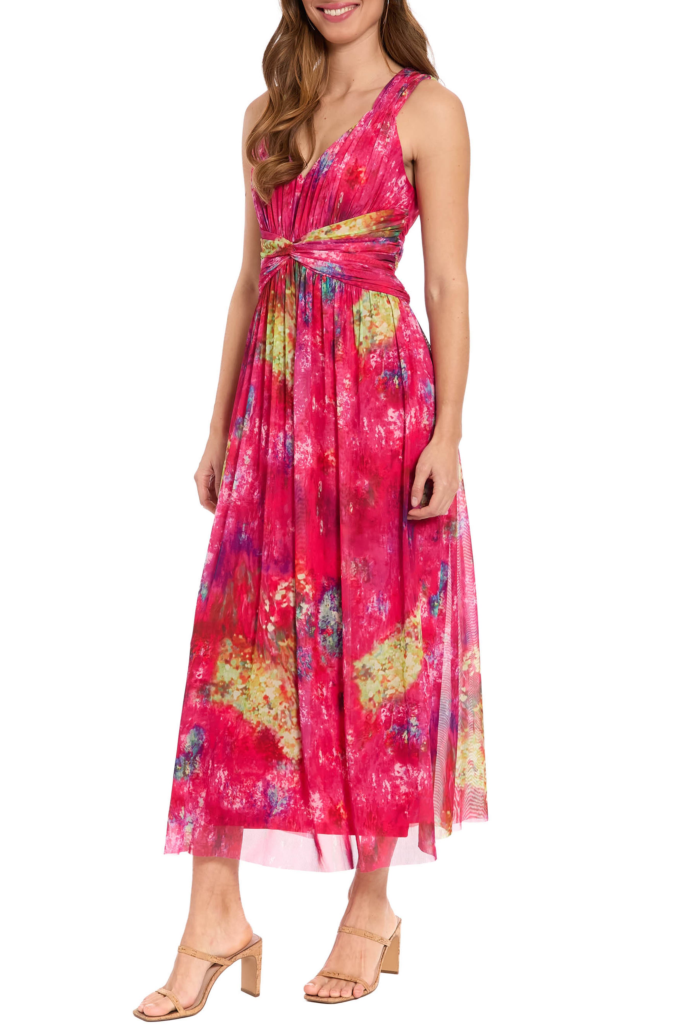 V-Neck Twist Front A-Line Maxi Dress (Women) | Nordstromrack