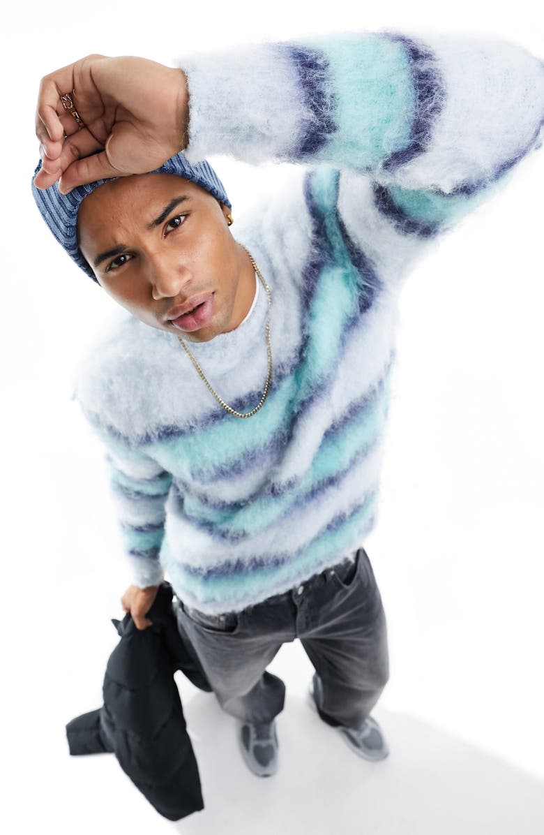 ASOS DESIGN Stripe Fluffy Oversize Sweater | Nordstromrack