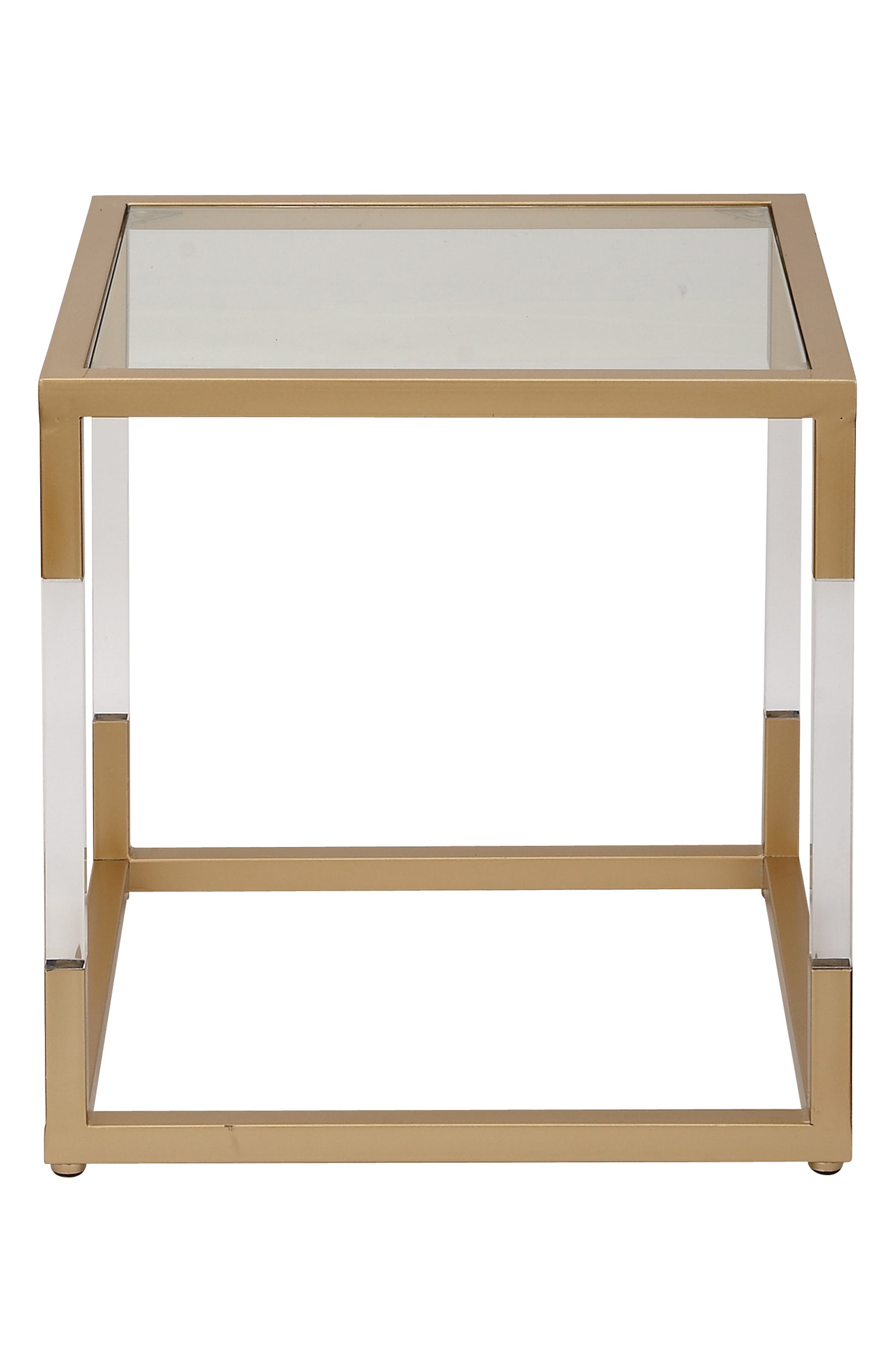 GINGER BIRCH STUDIO Goldtone Metal Accent Table with Clear Glass Top ...