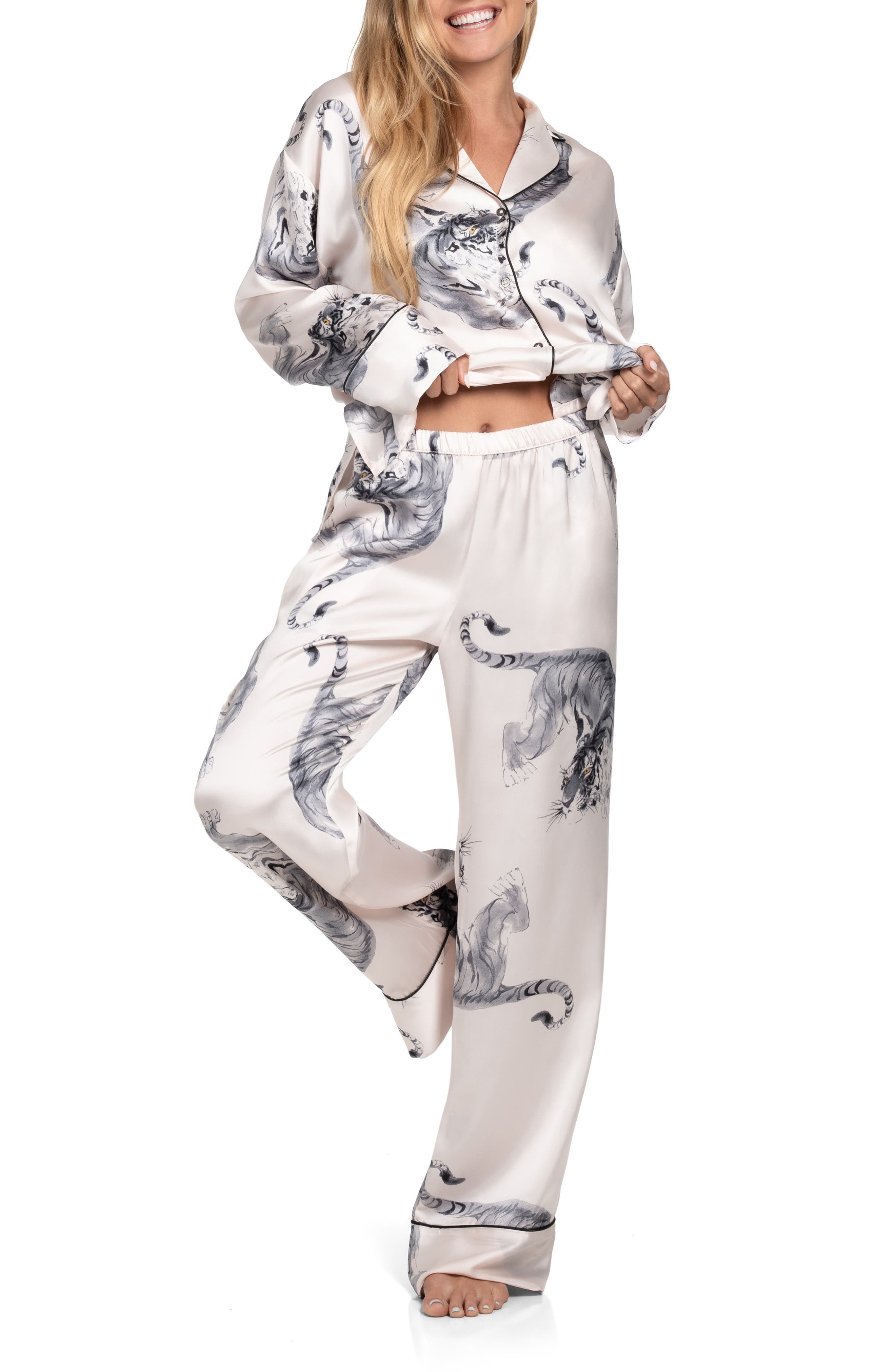 Midnight Bakery Tiger Satin Pajamas | Nordstrom