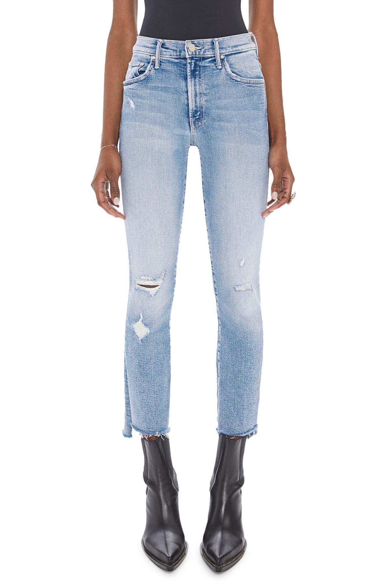MOTHER The Insider High Waist Step Frayed Hem Crop Jeans | Nordstromrack