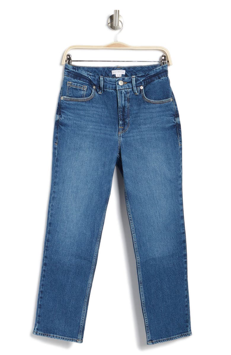 Good American Good '90s Icon Distressed High Waist Crop Straight Leg ...