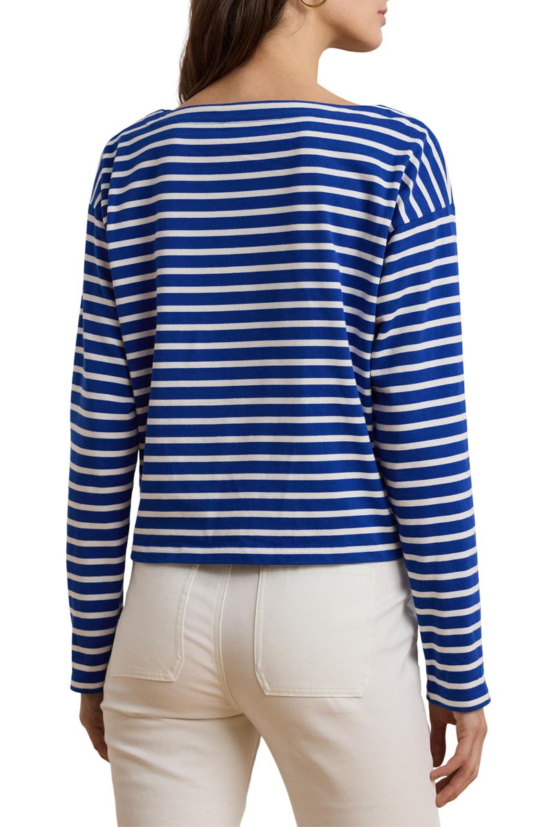 Lauren Ralph Lauren Stripe Cotton Boat Neck Top | Nordstromrack