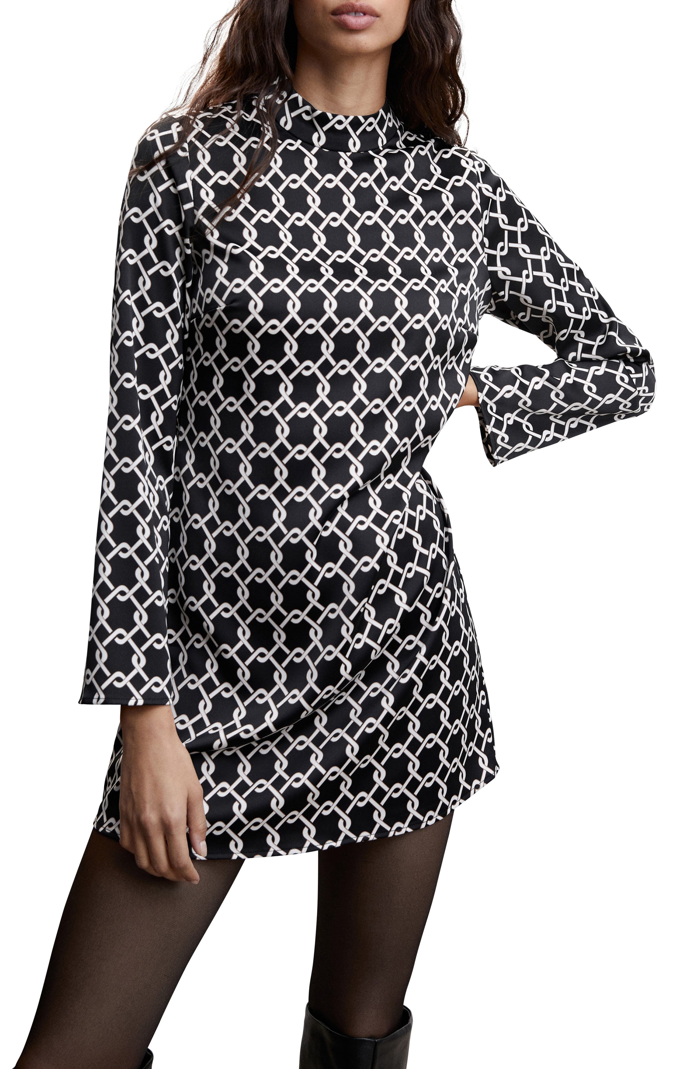 MANGO Print Long Sleeve Minidress | Nordstrom