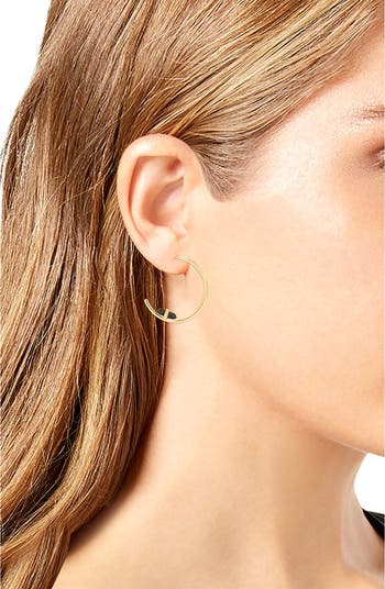 AllSaints Pyrite Stone Gold Open Hoop Earrings | Nordstromrack