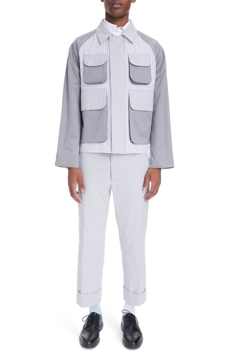 Thom Browne Relaxed Stripe Crop Cotton Field Jacket | Nordstromrack