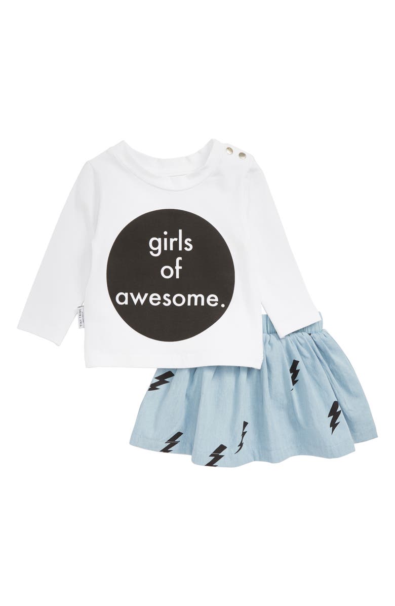 TINY TRIBE Girls of Awesome Tee & Skirt Set | Nordstromrack