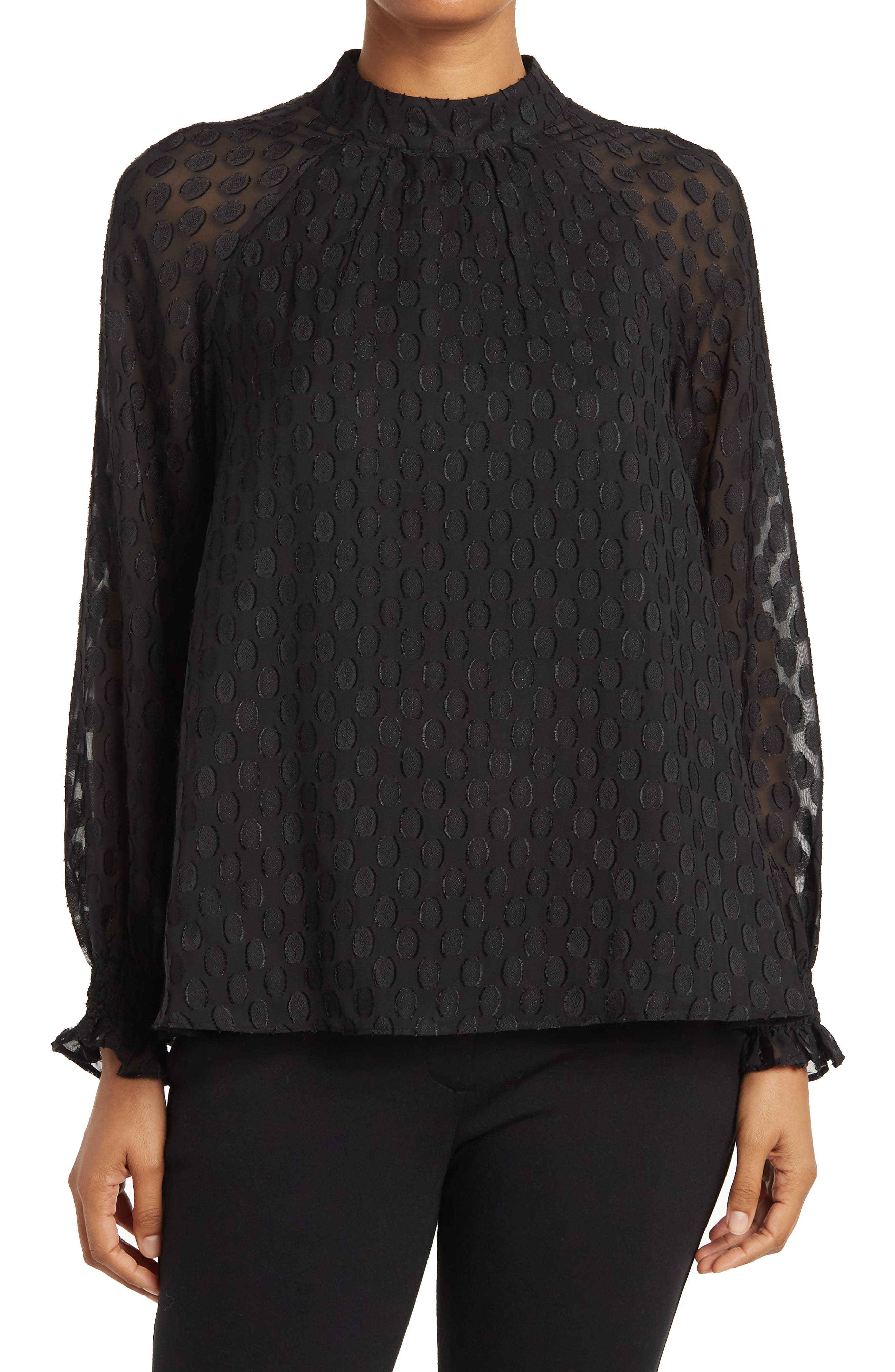 DR2 by Daniel Rainn DANIEL RAINN Long Sleeve Swiss Dot Blouse ...