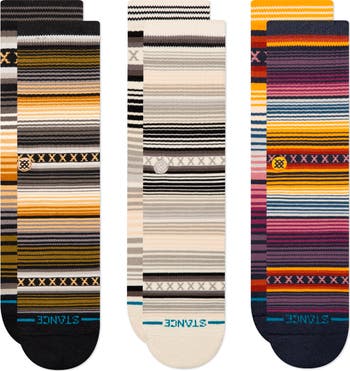 Stance Assorted 3-Pack Curren Mismatched Stripe Crew Socks | Nordstrom