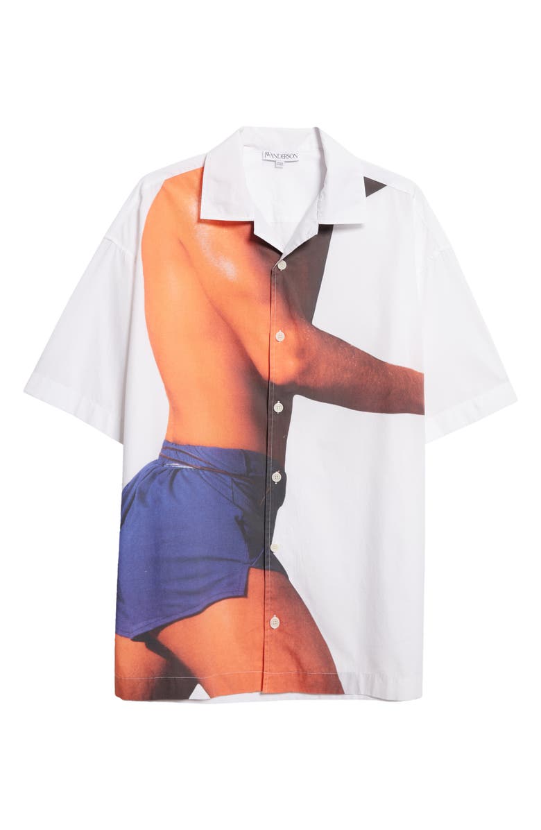 JW Anderson Stud Profile Print Short Sleeve Camp Shirt | Nordstrom