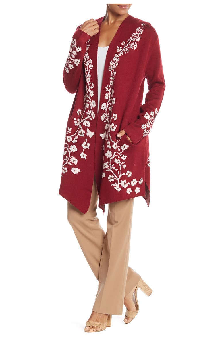 Vertigo Paris Floral Knit Longline Cardigan Hoodie | Nordstromrack