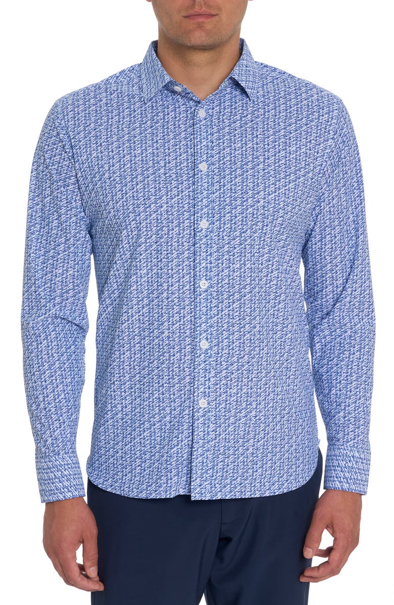 Robert Graham Feldman Geo Print Stretch Knit Button-Up Shirt | Nordstrom