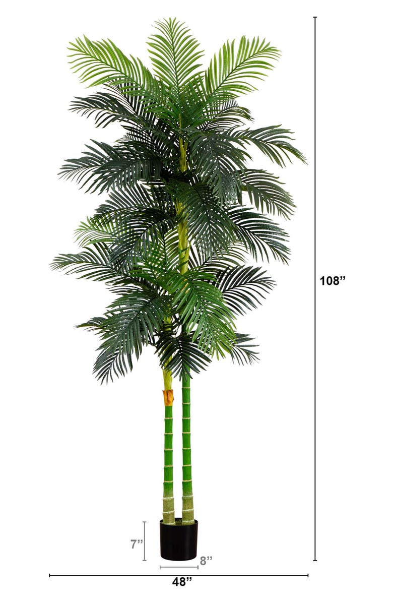 NEARLY NATURAL 9-Feet Artificial Double Golden Cane Palm Tree ...