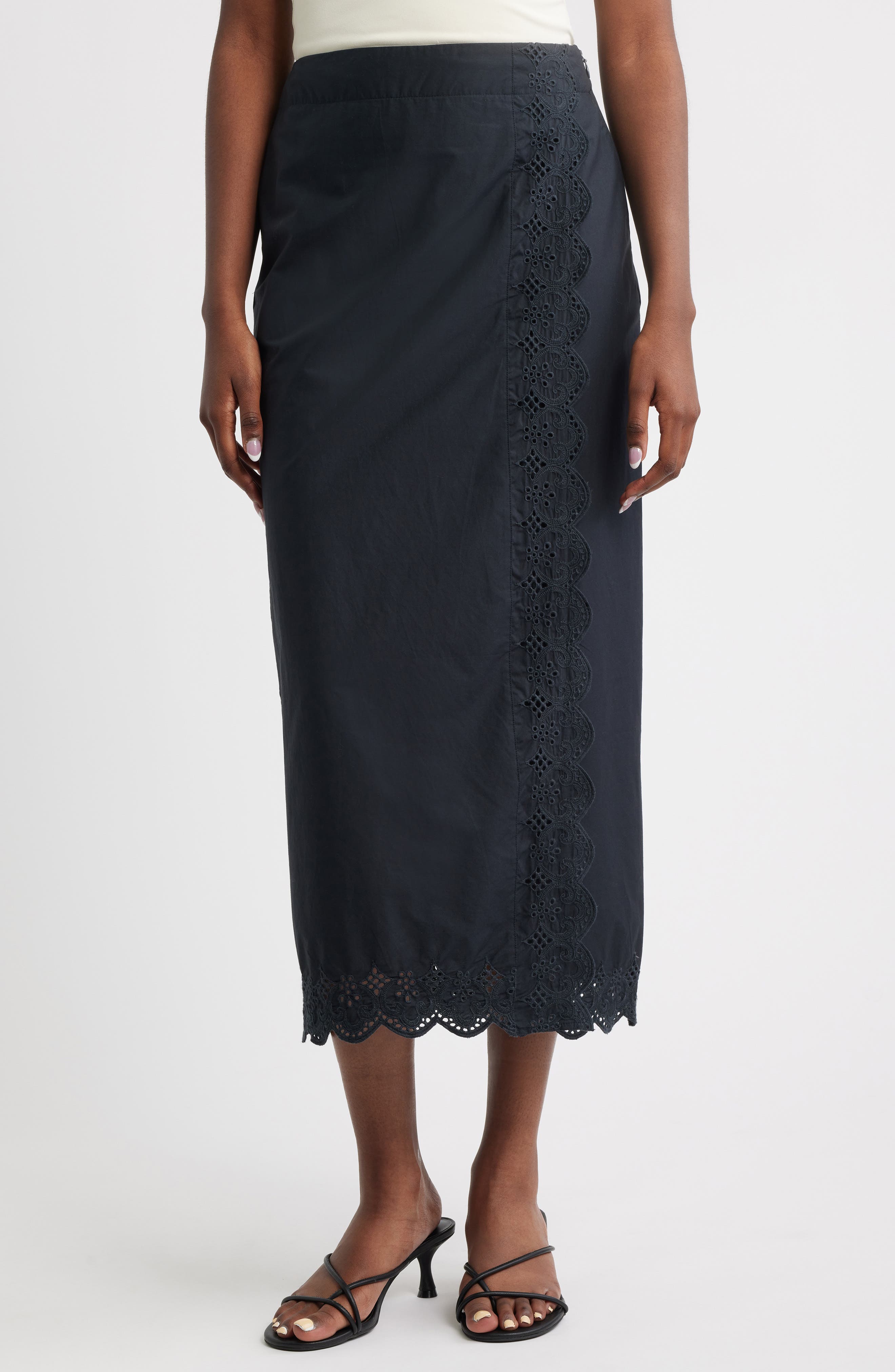 MANGO Luisa Embroidered Midi Skirt | Nordstrom