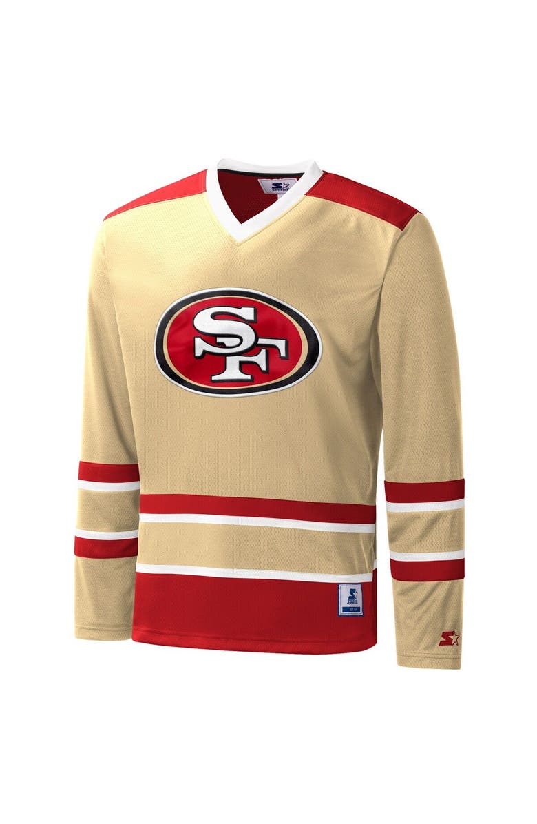 STARTER Men's Starter Gold San Francisco 49ers Cross-Check V-Neck Long ...