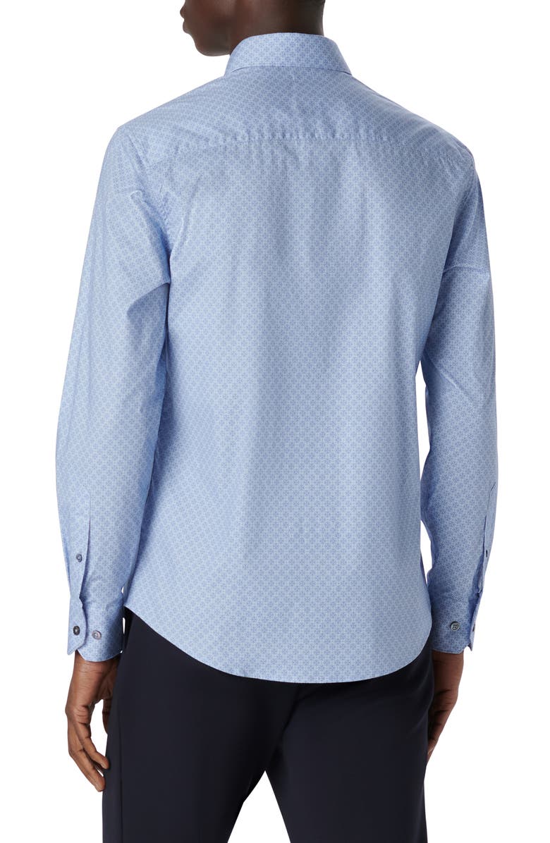 Bugatchi Axel Shaped Fit Trellis Print Stretch Cotton Button-Up Shirt | Nordstromrack