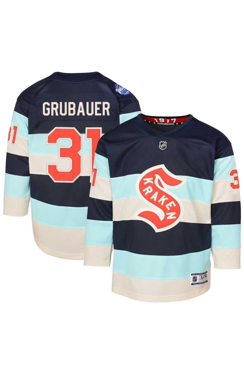 Outerstuff Youth Philipp Grubauer Deep Sea Blue Seattle Kraken 2024 NHL ...