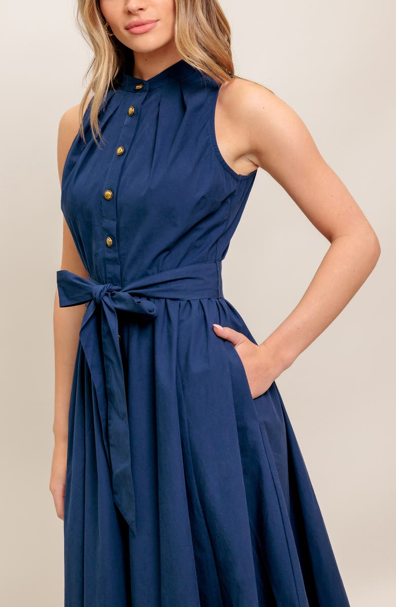 FLYING TOMATO Sleeveless Cotton Fit & Flare Shirtdress | Nordstromrack
