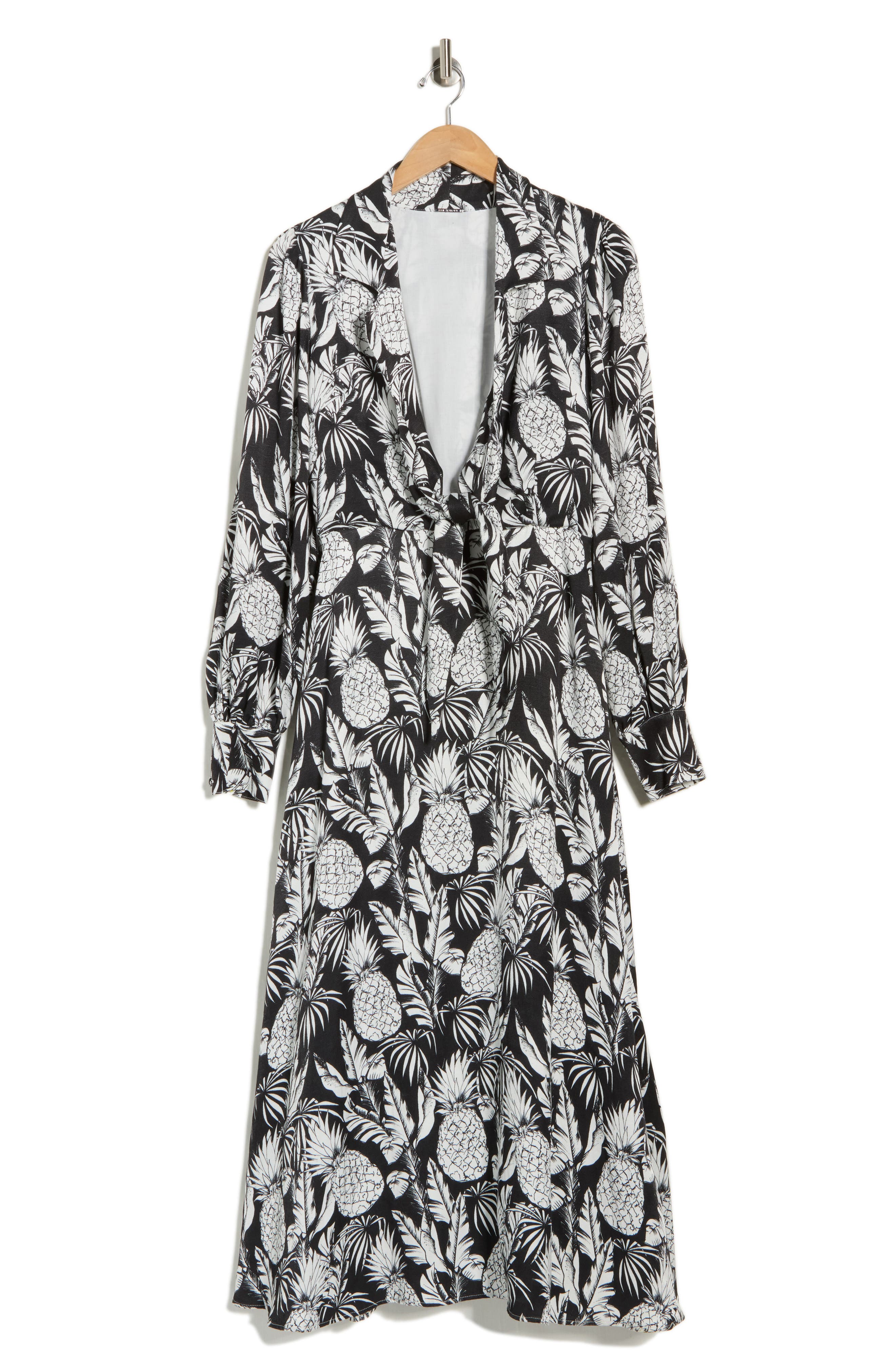 Elie Tahari Pineapple Print Long Sleeve Maxi Dress | Nordstromrack