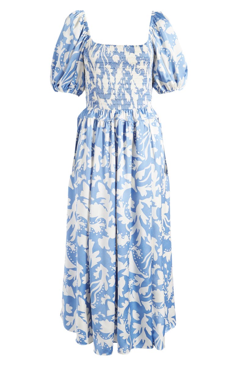 MOON RIVER Abstract Print Smocked Bodice Dress | Nordstromrack