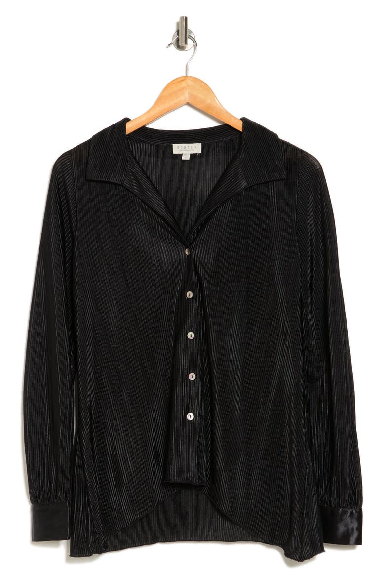 Satin Rib Knit Button-Up Top (Women) | Nordstromrack