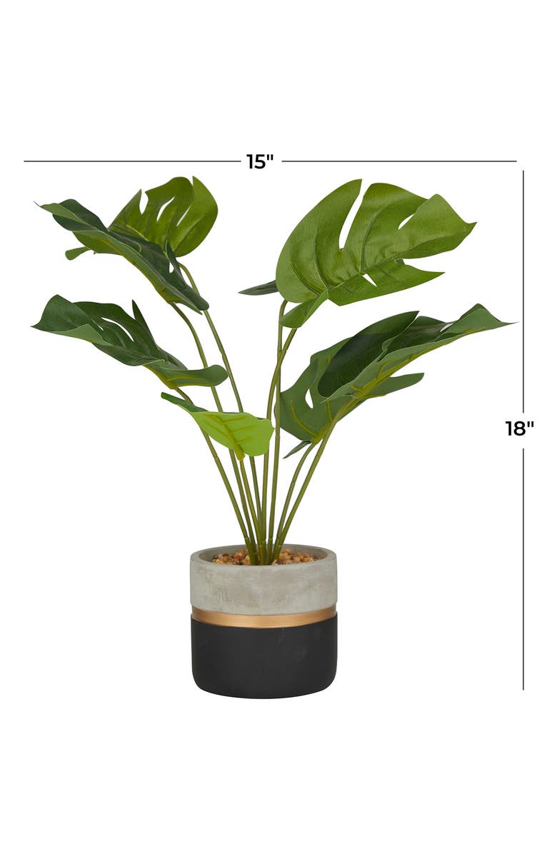 GINGER BIRCH STUDIO Green Faux Foliage Monstera Artificial Plant with ...