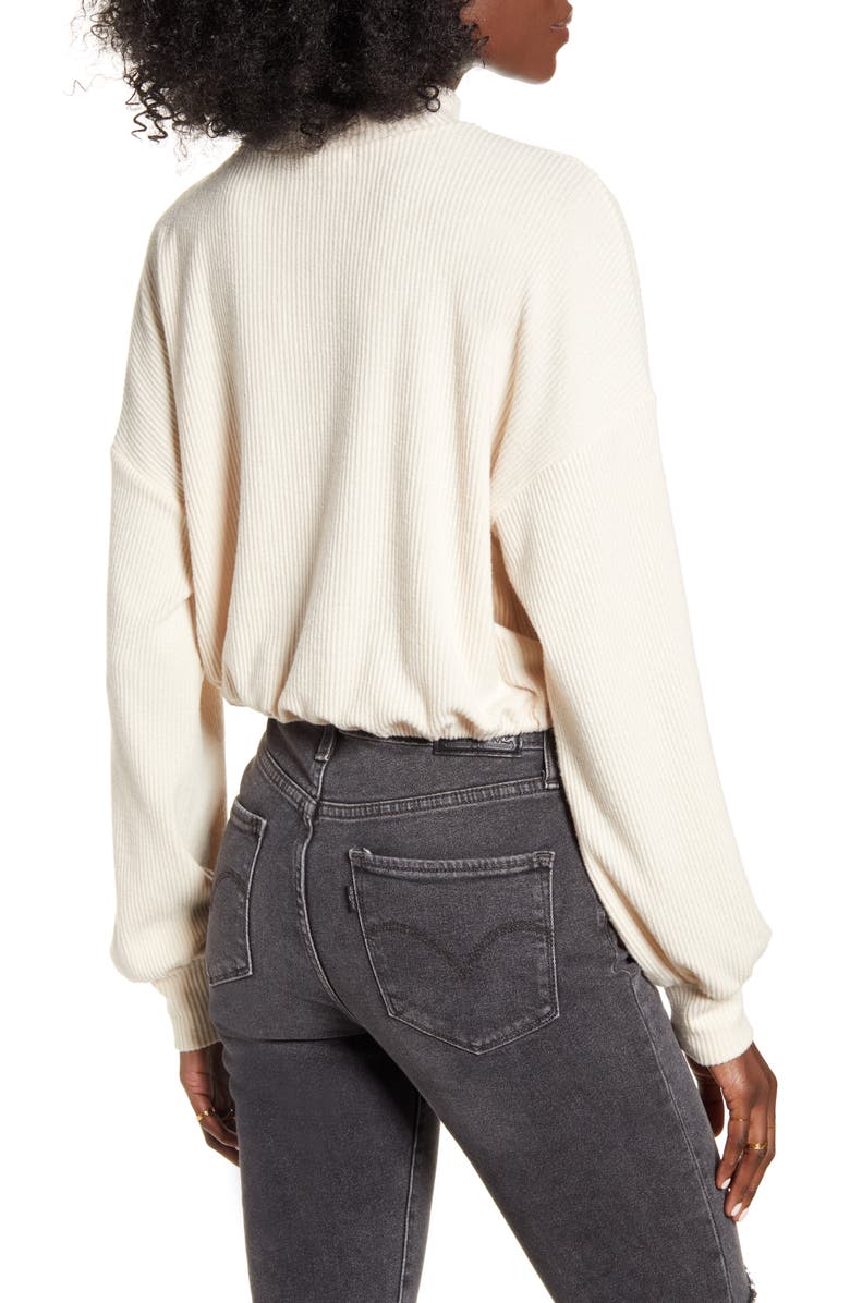 One Clothing Ribbed Mock Neck Tie Waist Knit Top | Nordstrom