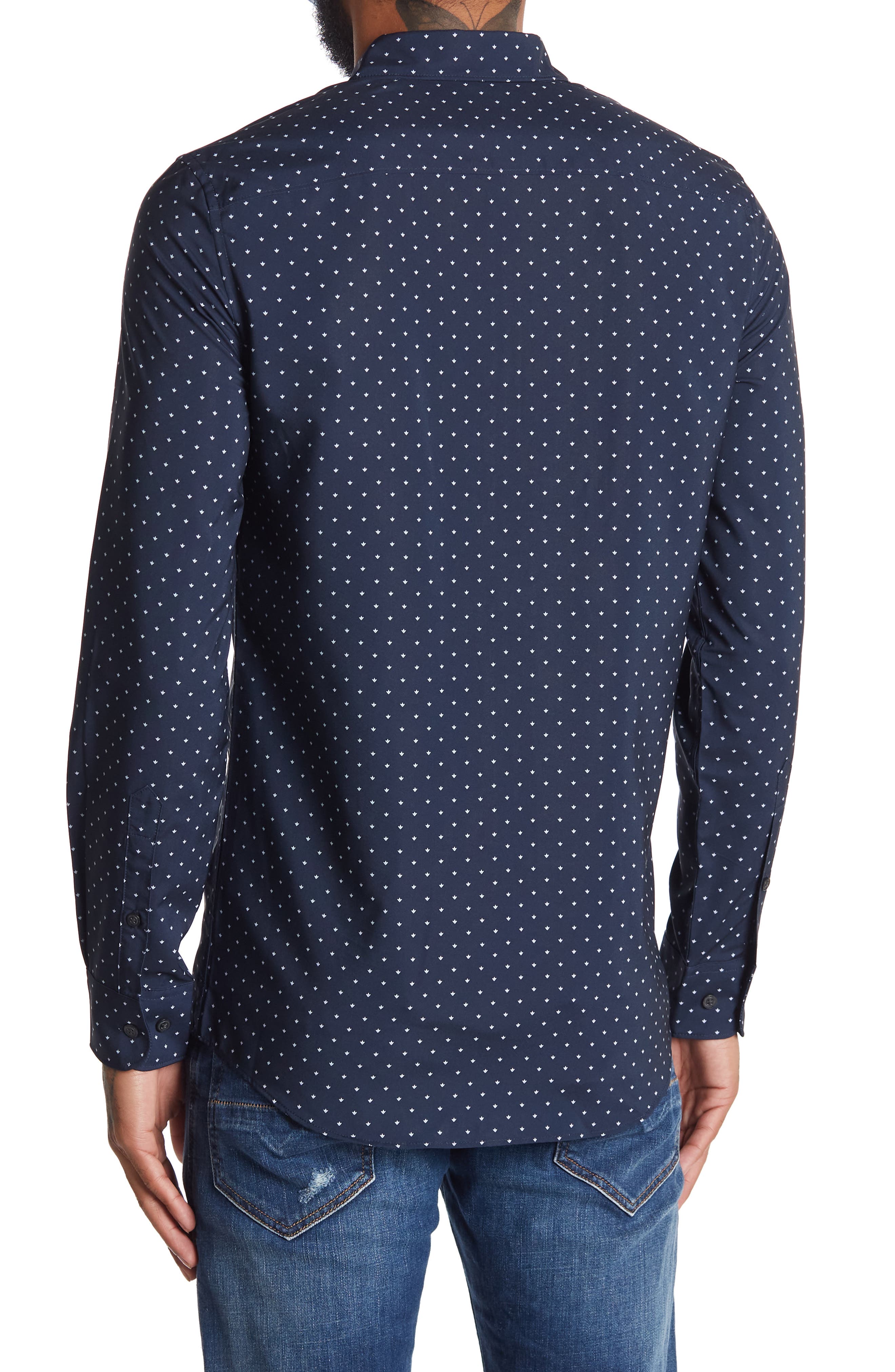 Perry Ellis Micro Print Long Sleeve Slim Fit Shirt | Nordstromrack