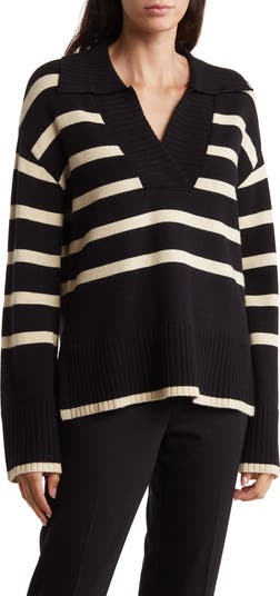 Ellen Tracy V-Neck Collar Stripe Sweater | Nordstromrack