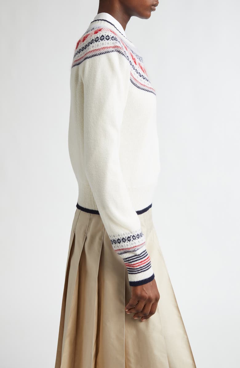 Thom Browne Rose Fair Isle Wool & Mohair Blend Crewneck Sweater | Nordstrom