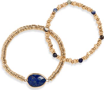 Nordstrom Set of 2 Semiprecious Stone Stretch Bracelets | Nordstromrack