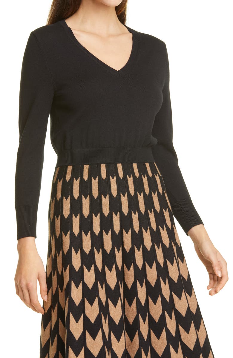 BOSS Fetra Colorblock Long Sleeve Sweater Dress | Nordstromrack