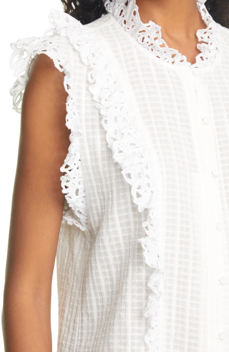 Rebecca Taylor Palm Embroidered Ruffle Top | Nordstromrack
