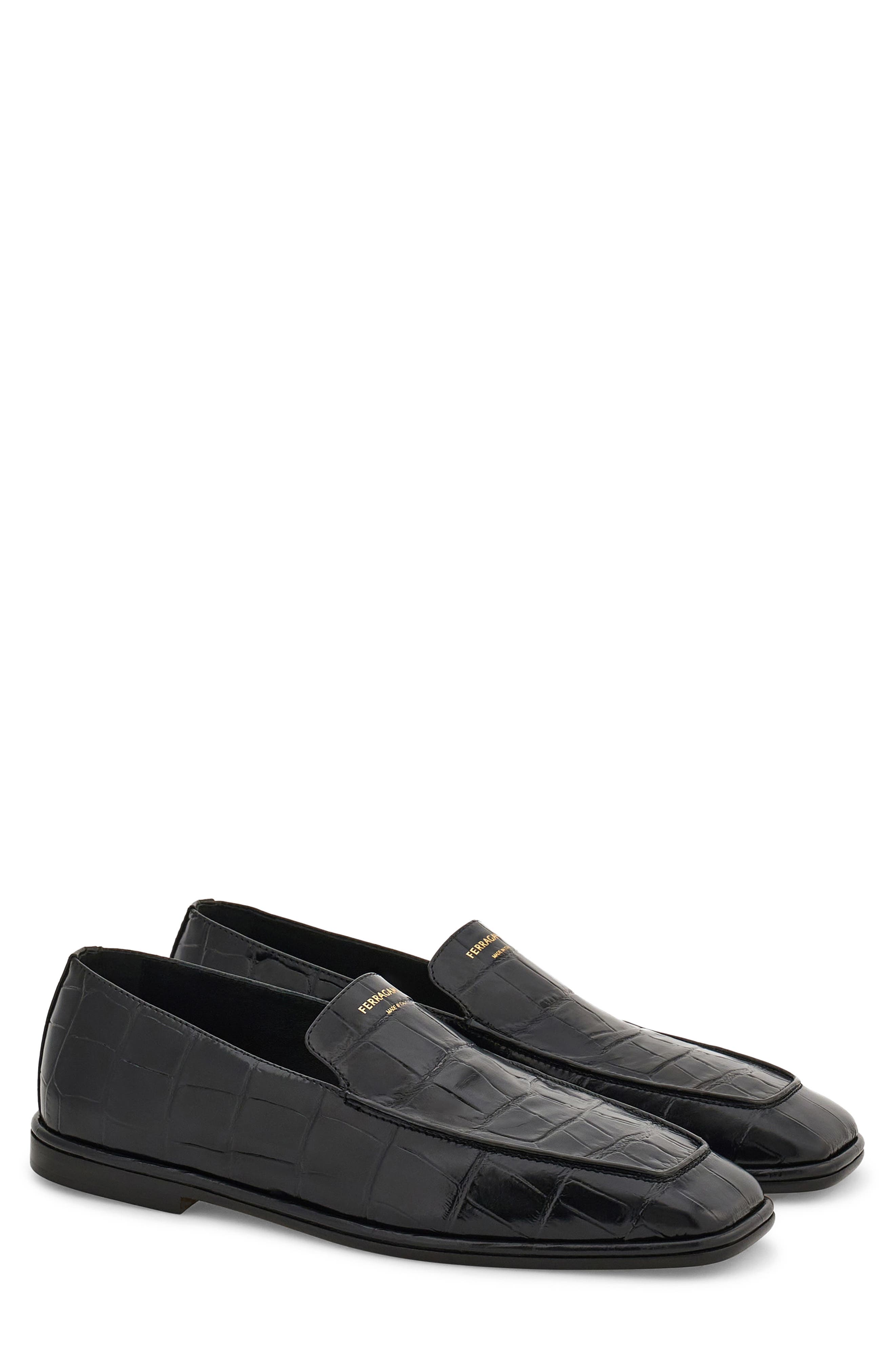 FERRAGAMO Croc Embossed Apron Toe Loafer (Men) | Nordstrom
