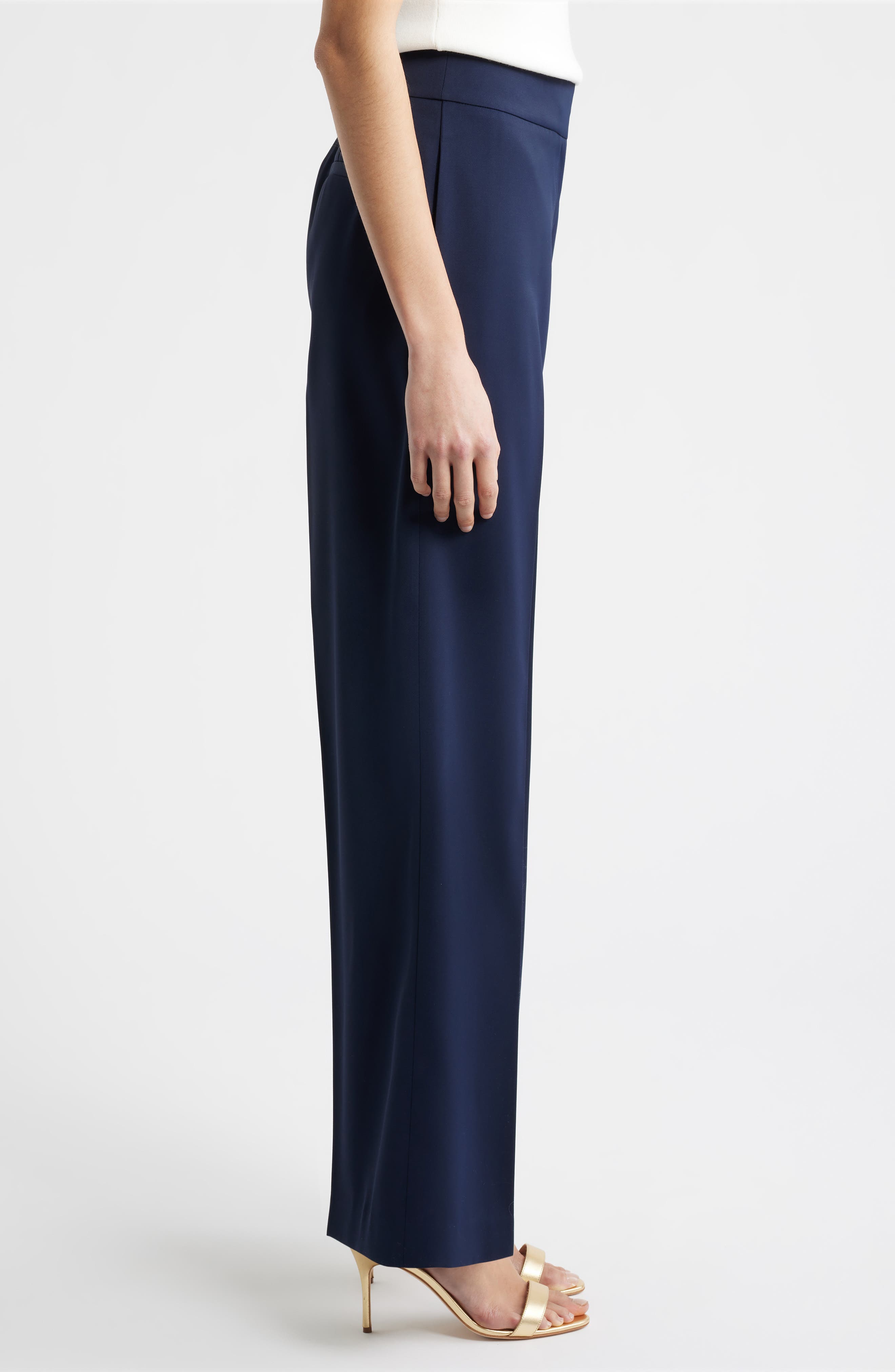 Elie Tahari The Sarah Chain Detail High Waist Straight Leg Pants ...
