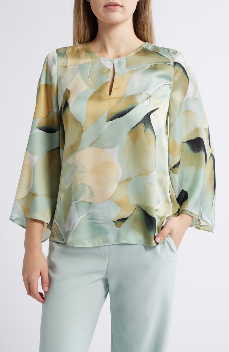 Anne Klein Abstract Print Flutter Bell Long Sleeve Top | Nordstrom