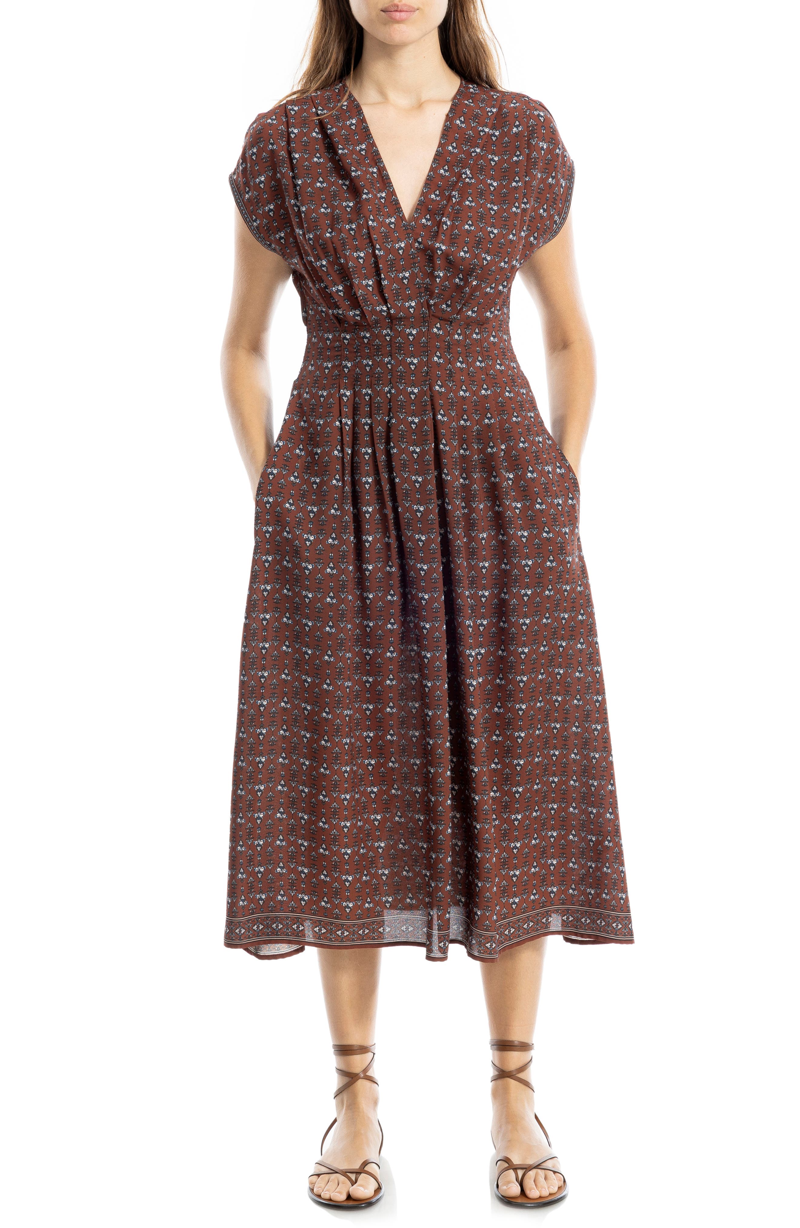 MAX STUDIO Front Pleat Midi Dress | Nordstromrack