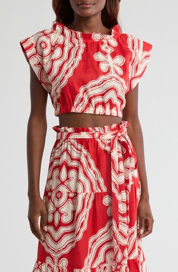 lemlem Muna Ruched Linen Crop Top | Nordstromrack