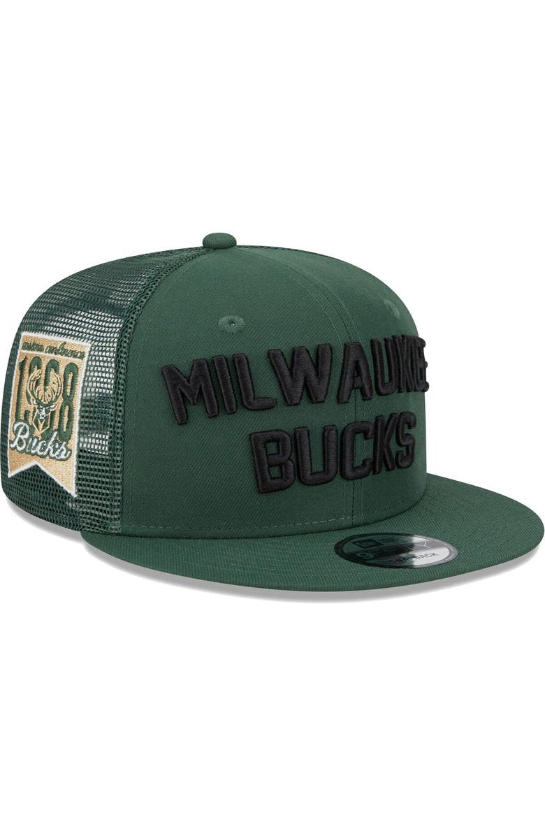 New Era Men's New Era Hunter Green Milwaukee Bucks Stacked Script ...