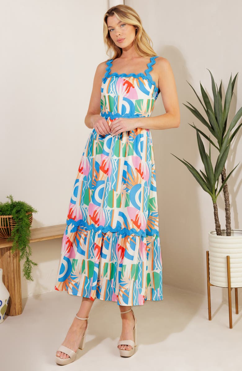 FLYING TOMATO Abstract Print Tiered Maxi Dress | Nordstromrack