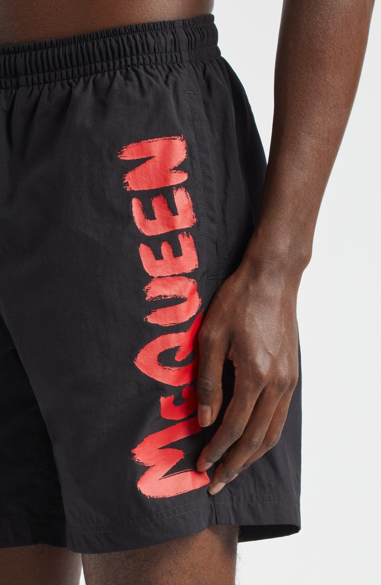 McQueen Graffiti Logo Swim Trunks | Nordstrom