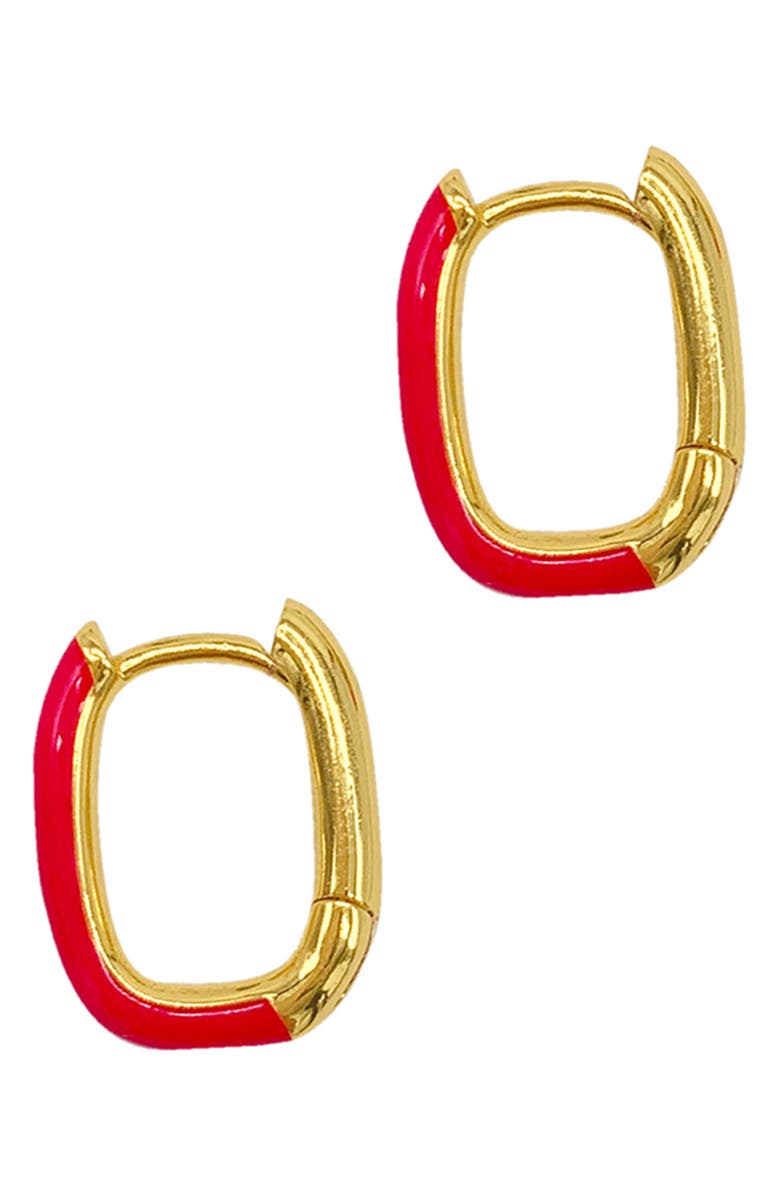 Adornia Pink Enamel Rectangle Huggie Earrings | Nordstromrack