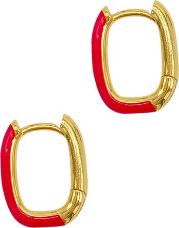 Adornia Pink Enamel Rectangle Huggie Earrings | Nordstromrack
