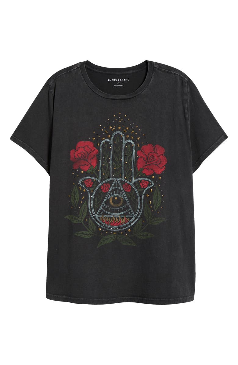 Lucky Brand Rose Hamsa Embellished Cotton Graphic T-Shirt | Nordstromrack