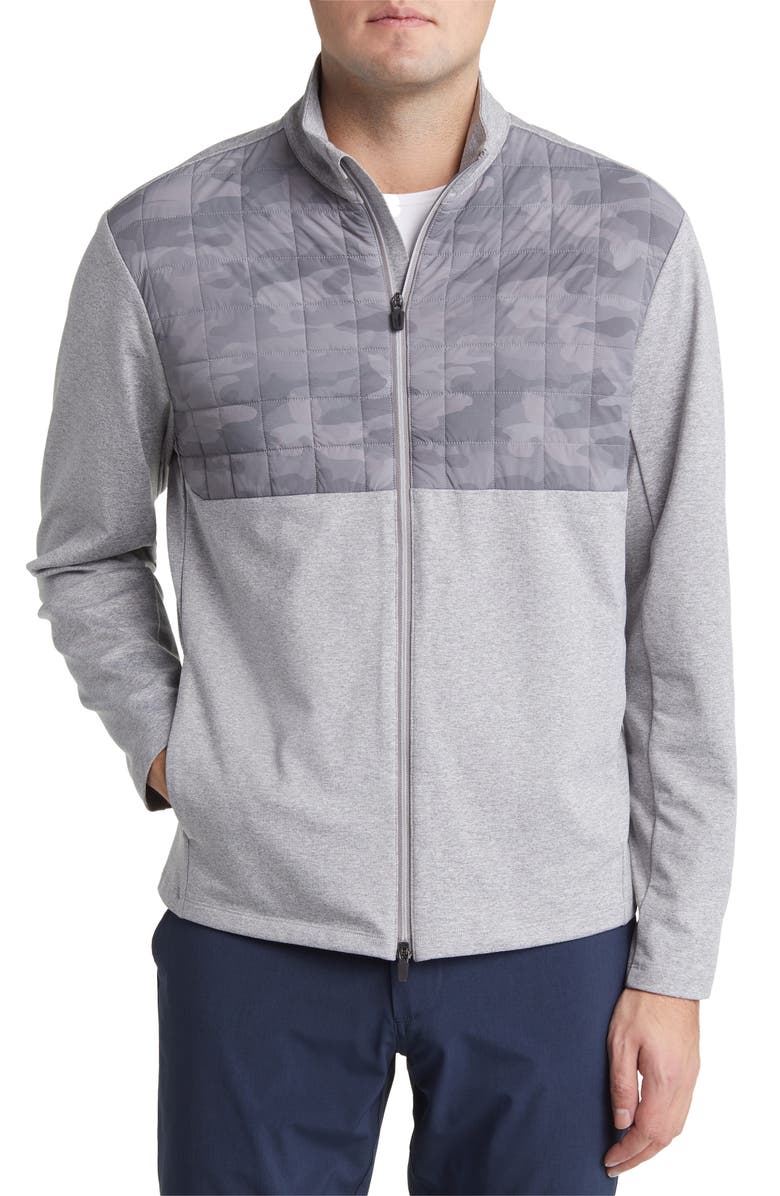 johnnie-O Godwin Mixed Media Quilted Knit Zip Jacket | Nordstrom