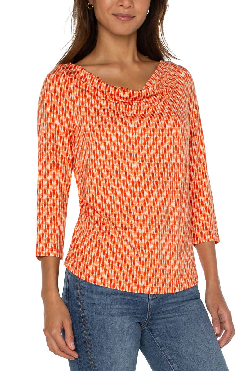 Liverpool Los Angeles Coral Blaze Ikat Print Knit Top | Nordstrom