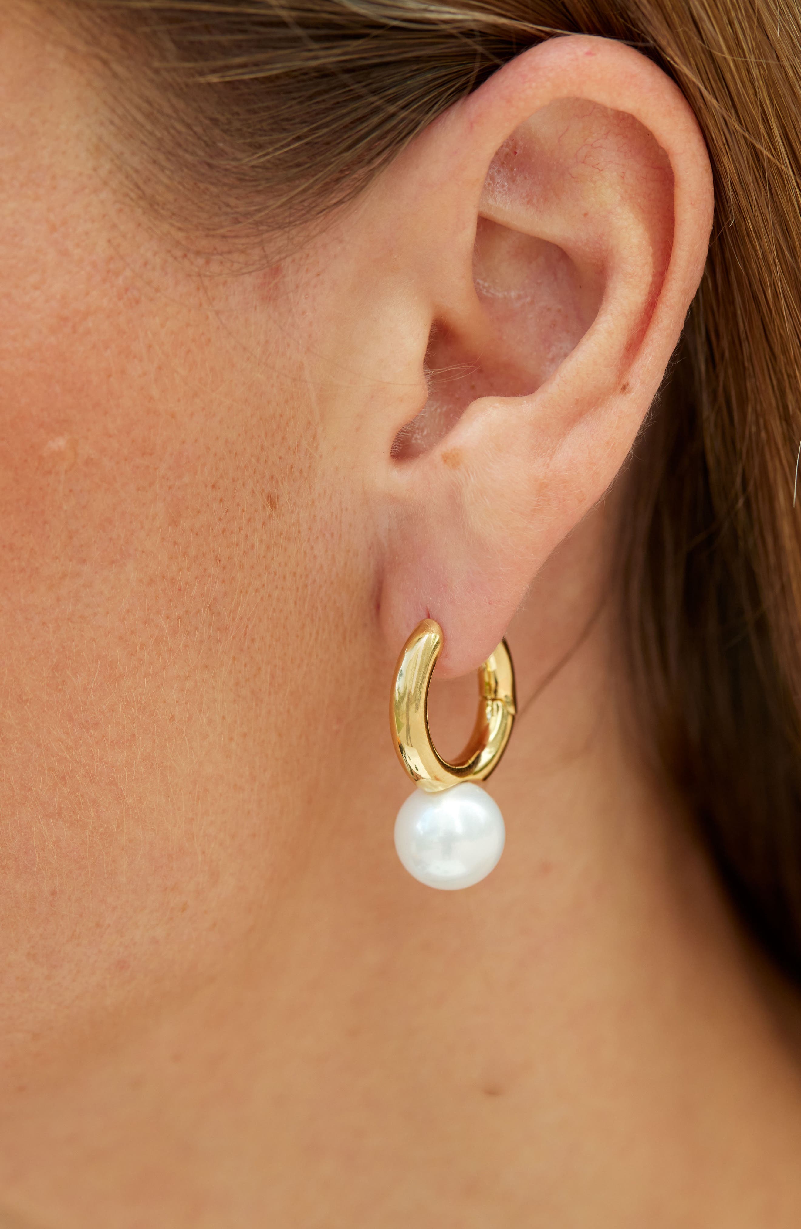 Imitation Pearl Drop Huggie Hoop Earrings (Women) | Nordstromrack